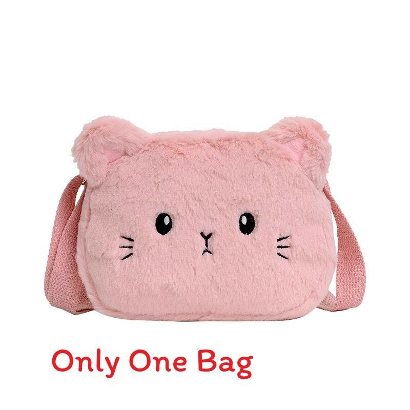 Soft plush cat cartoon kids bag with comfortable fleece for school and play