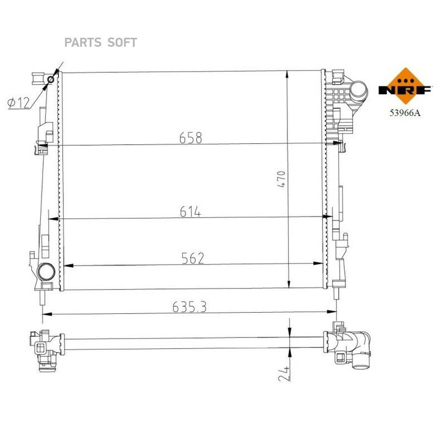 Радиатор системы охлаждения RENAULT Trafic 2.0D 01- от официального дистрибьютора, NRF, артикул 53966A