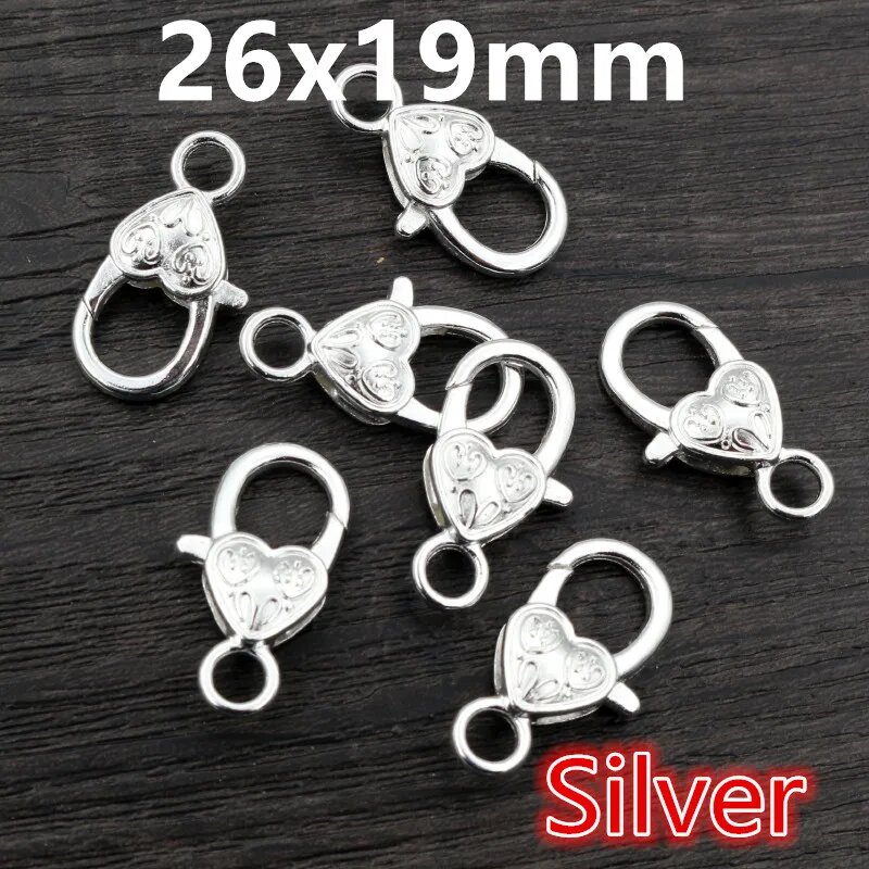 10 шт. защелок-карабинов с омаром Wadsfred, позолоченные, посеребренные, 5 цветов Серебряный, AF1-10