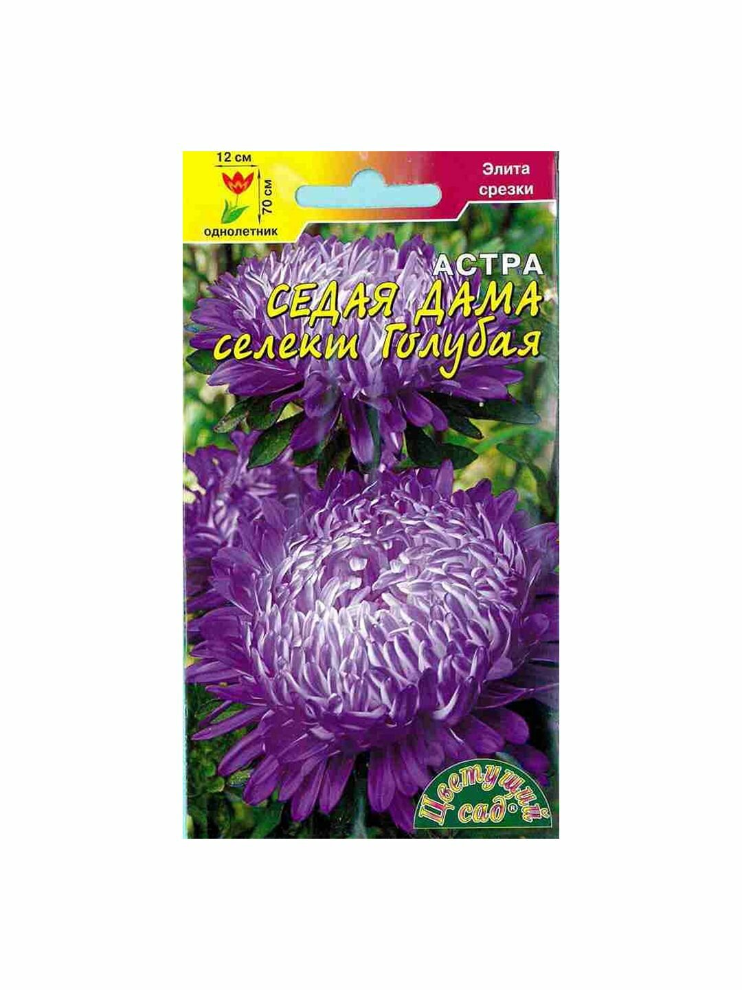 Семена Астра Седая Дама голубая, однолетник, Цветущий Сад, 1 пачка - 0.1г семян