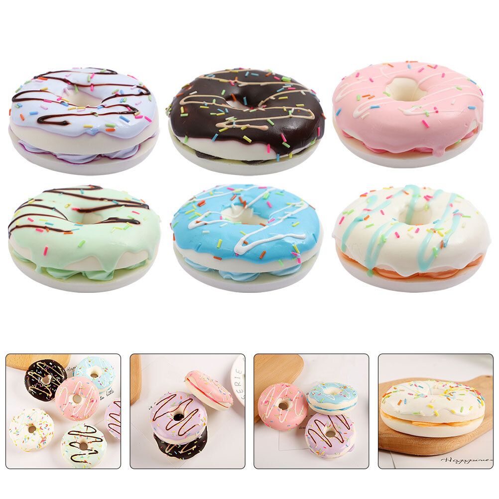 6 Штук Искусственных Пончиков, Из Pu-Материала, Для Декорации Интерьеров