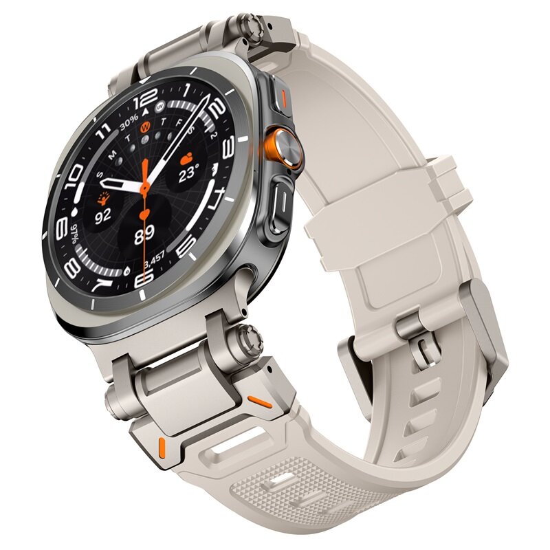 Прочный резиновый ремешок для Samsung Galaxy Watch Ultra (47 мм), Мужской силиконовый спортивный ремешок с металлическим креплением для Galaxy Watch 7 Ultra, гипоаллергенный силикон,22, Starlight,