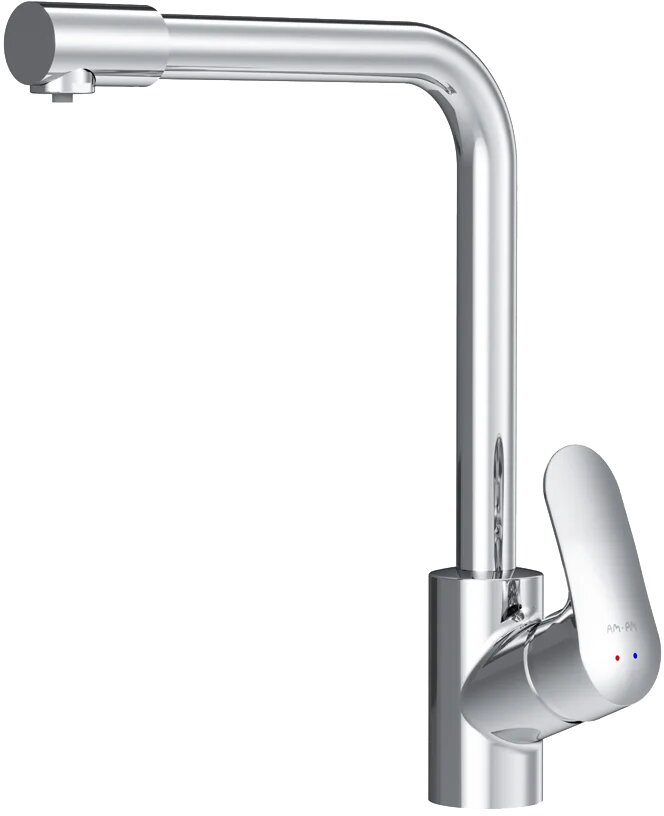 Смеситель для кухни AM.PM Like F8005700 с краном для питьевой воды, с поворотным изливом, хром, глянцевый, однорычажный, латунный, с керамическим картриджем