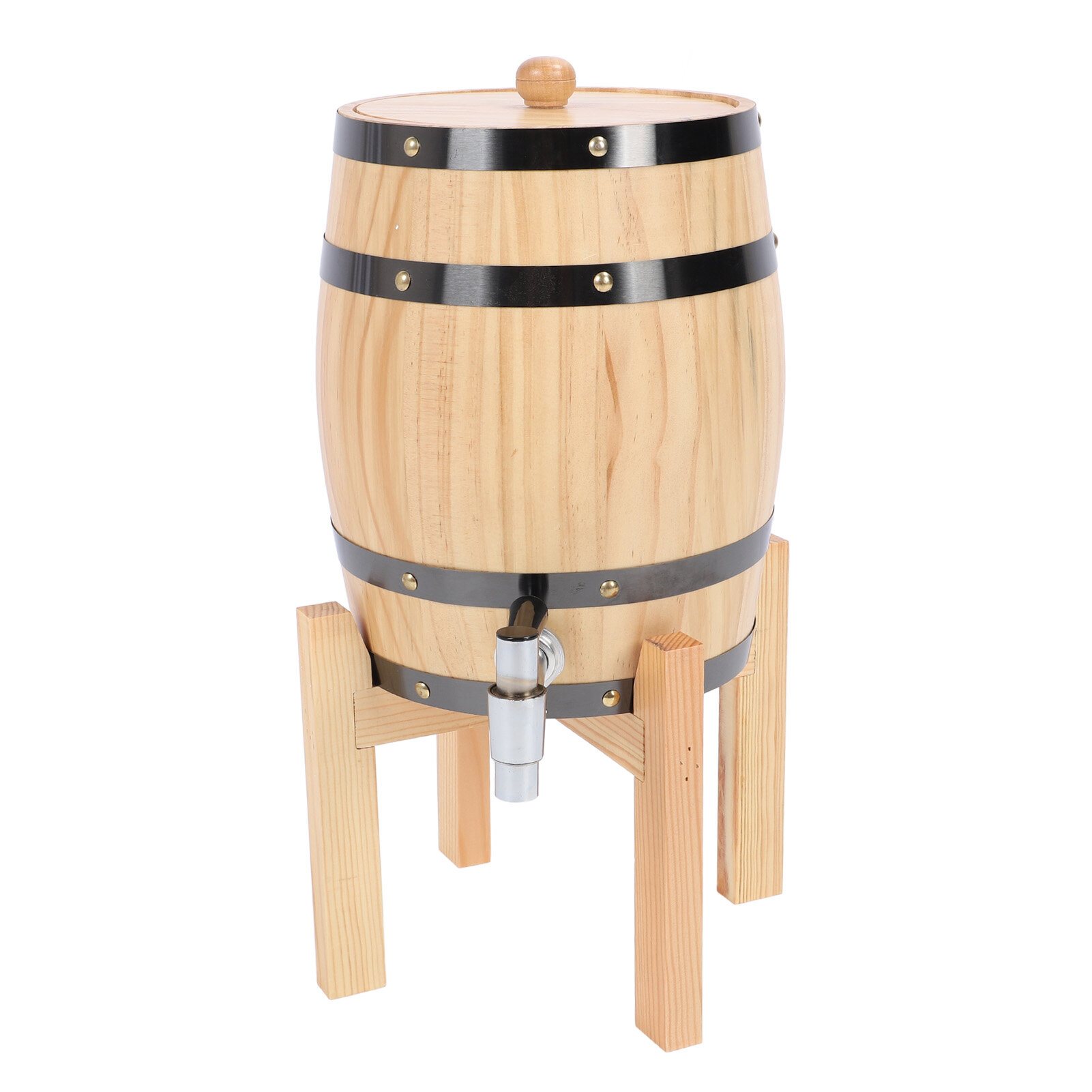 Дубовая винная бочка объемом 3 л с краном, многофункциональная, большая вместимость, вертикальная деревянная винная бочка с подставкой для хранения вина, пива и виски.