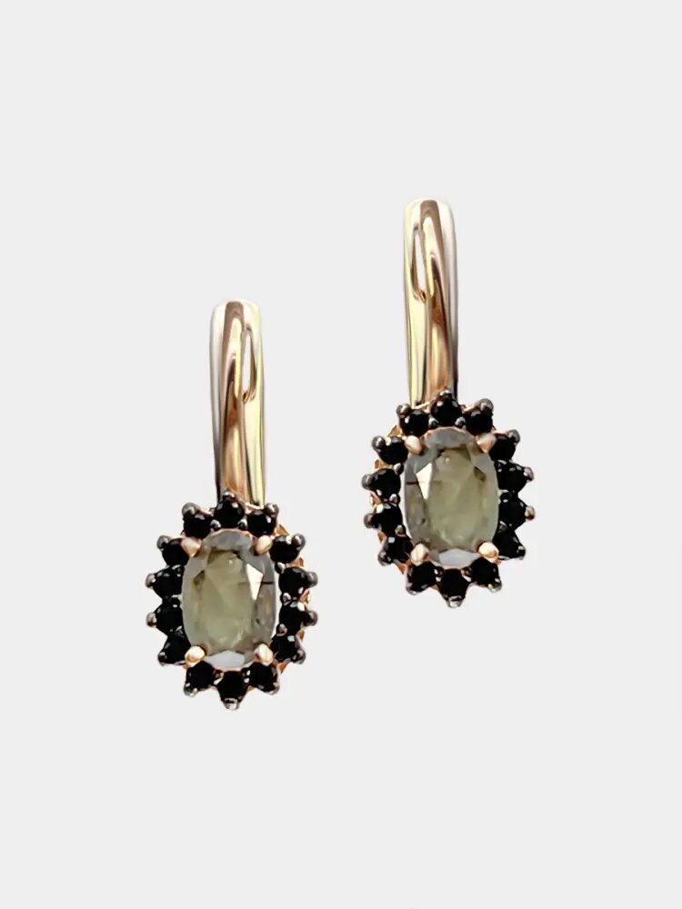 Серьги, красное золото, 375 проба, александрит, шпинель