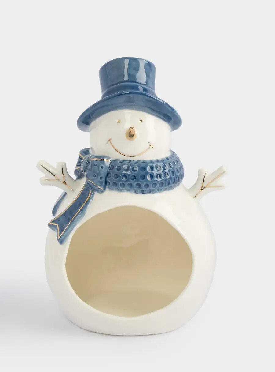 Конфетница, 22х15 см, фарфор P, бело-голубая, Снеговик, Snowfall