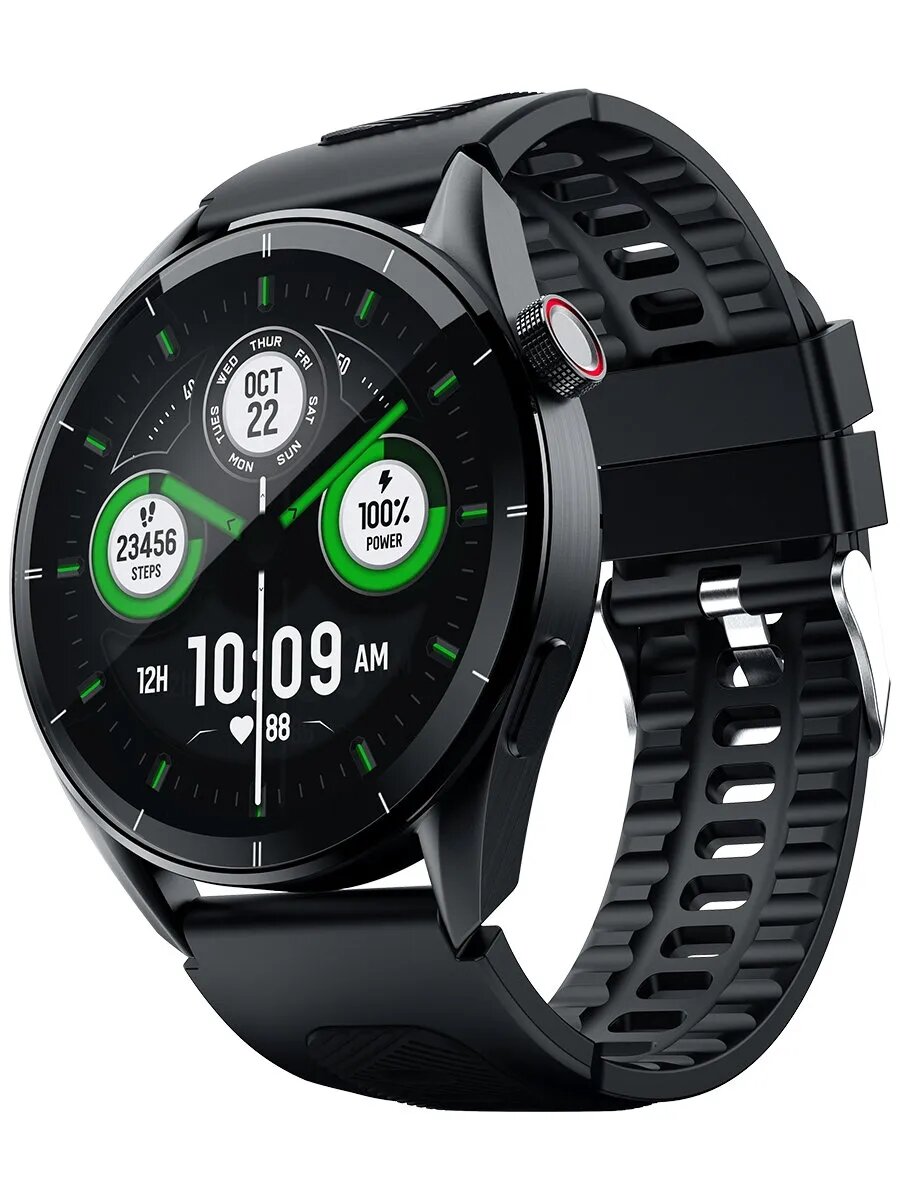 Умные часы TECNO WP03, черные, с силиконовым браслетом, AMOLED экран, 1.43"