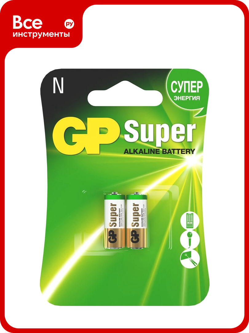 Алкалиновые батарейки GP super alkaline 910a типоразмера n - 2 шт. на блистере 910A-2CR2 910A-2CR2 26074367, 11,5 мм