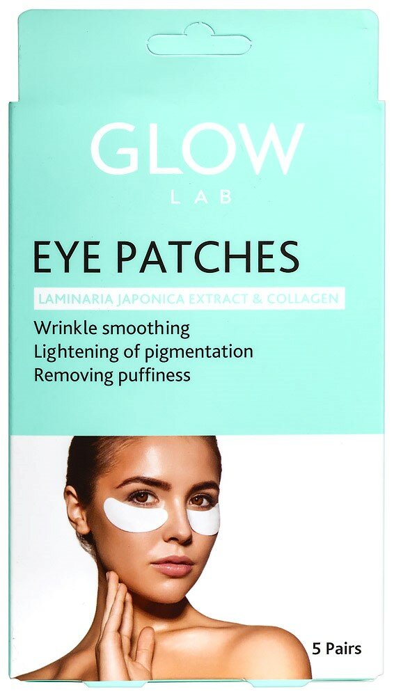 Glow lab патчи гидрогелевые для кожи вокруг глаз с эктарактом японской ламинарии и коллагеном 5 пар
