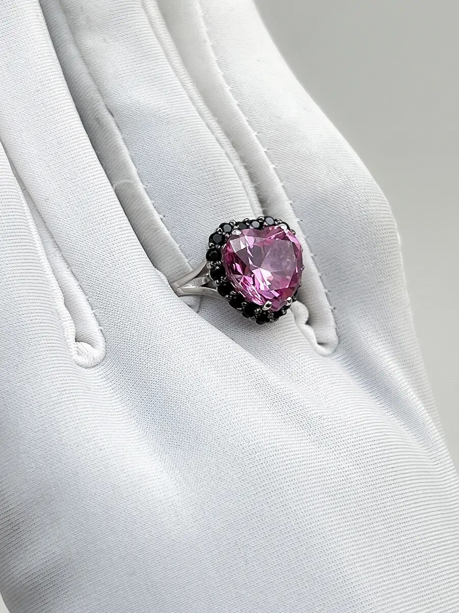 Кольцо, серебро, 925 проба, сапфир синтетический, шпинель