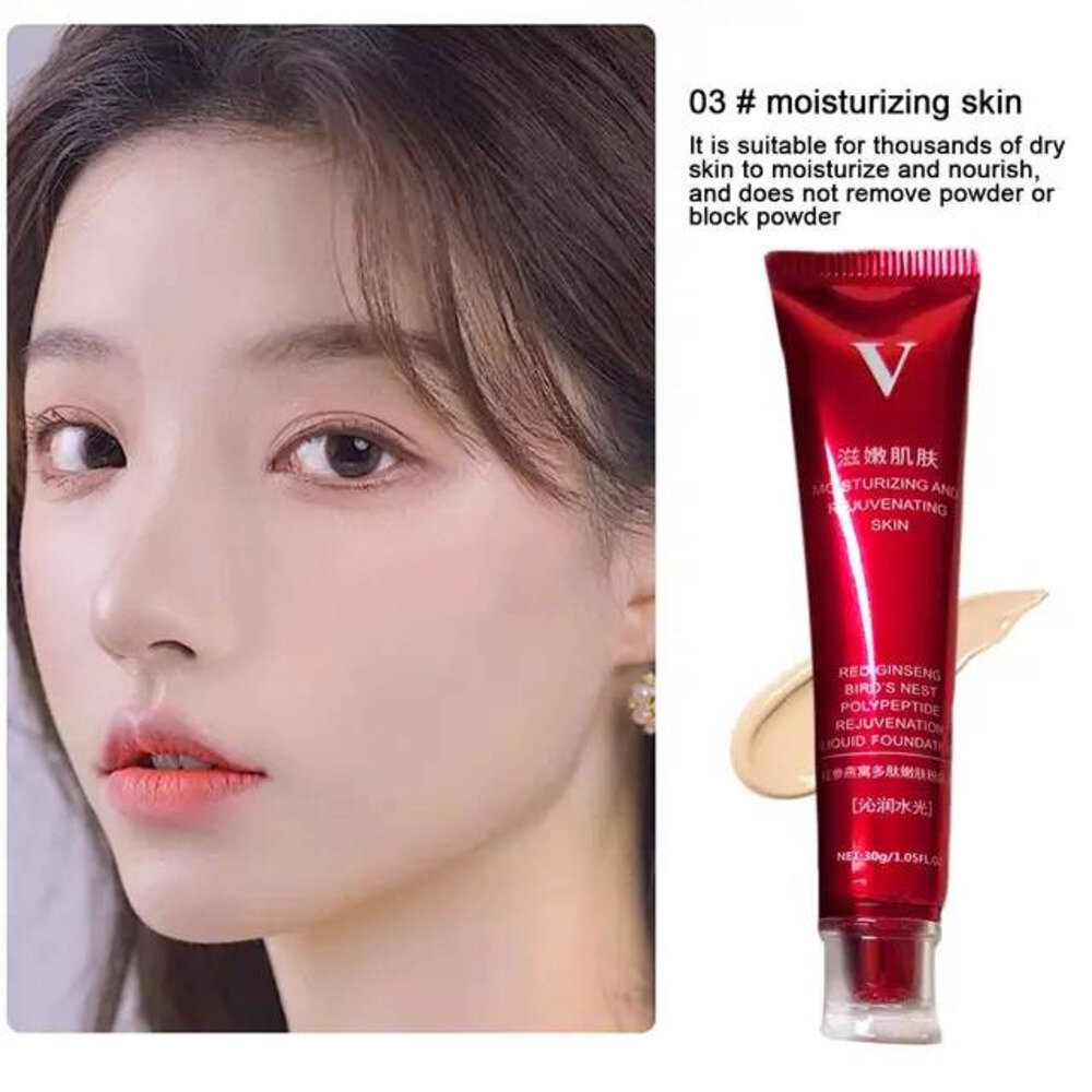 Red Ginseng Bird's Nest Polypeptide Skin-Nourising Makeup No Liquid Control Concealer Long-Stick Oil Foundation