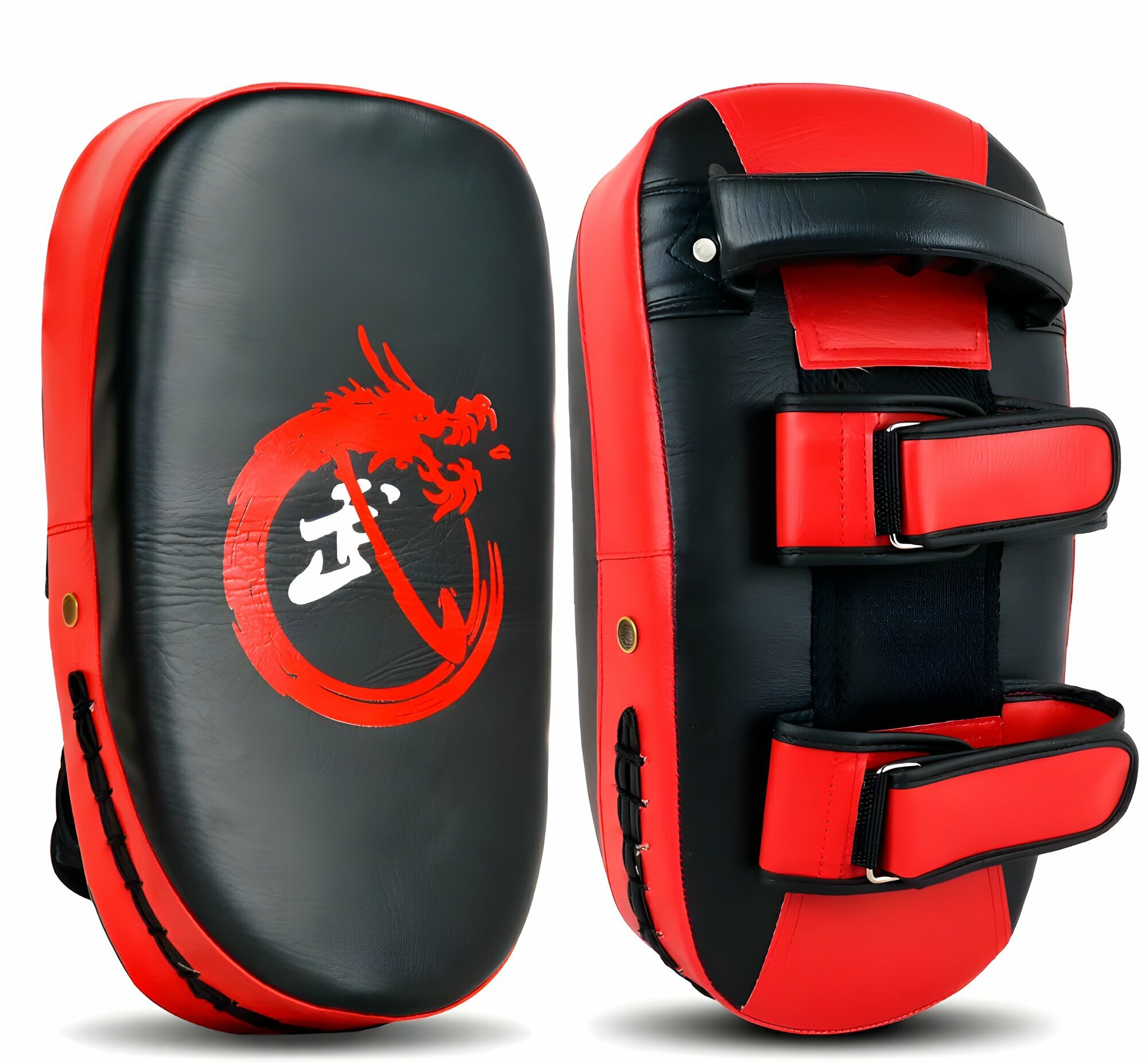 Лапы боксерские изогнутые Kai Lun утолщенные, черный/красный