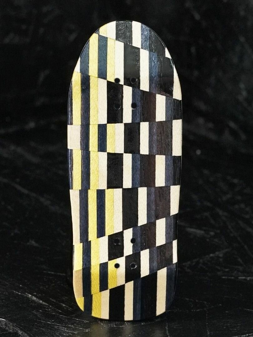 Дека для фингерборда ZZAP Split Cuted Stripes blck-drk bl-raw-yllw Cruiser 36x96 low concave