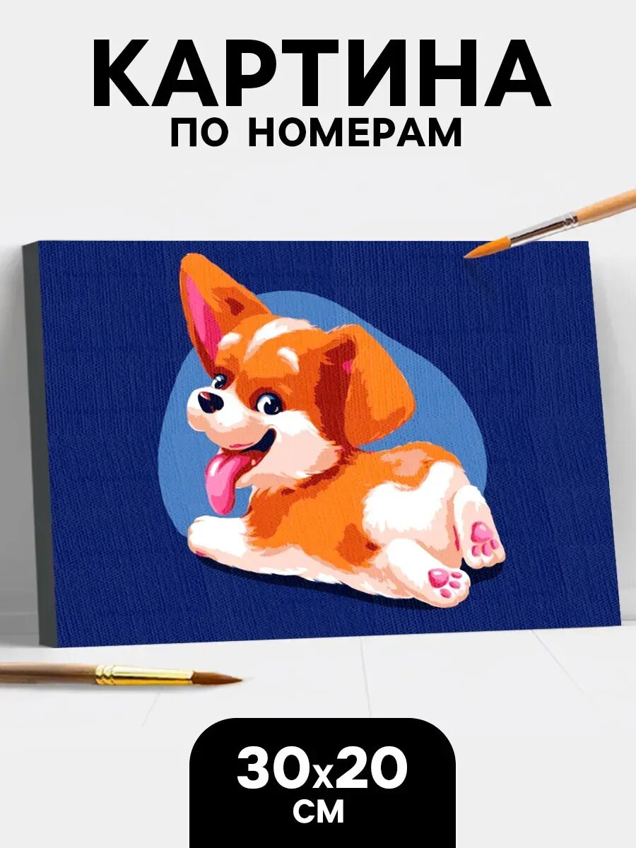 Картина по номерам для детей Малыш Корги 20 х 30 см