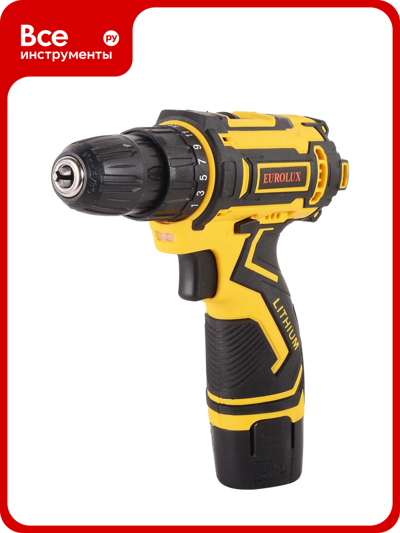 Аккумуляторная дрель-шуруповерт Eurolux ДА-12/2Li 72/14/38