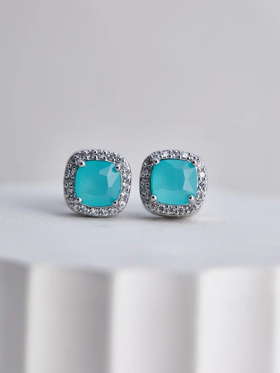 Серьги, кристалл, циркон, фианит