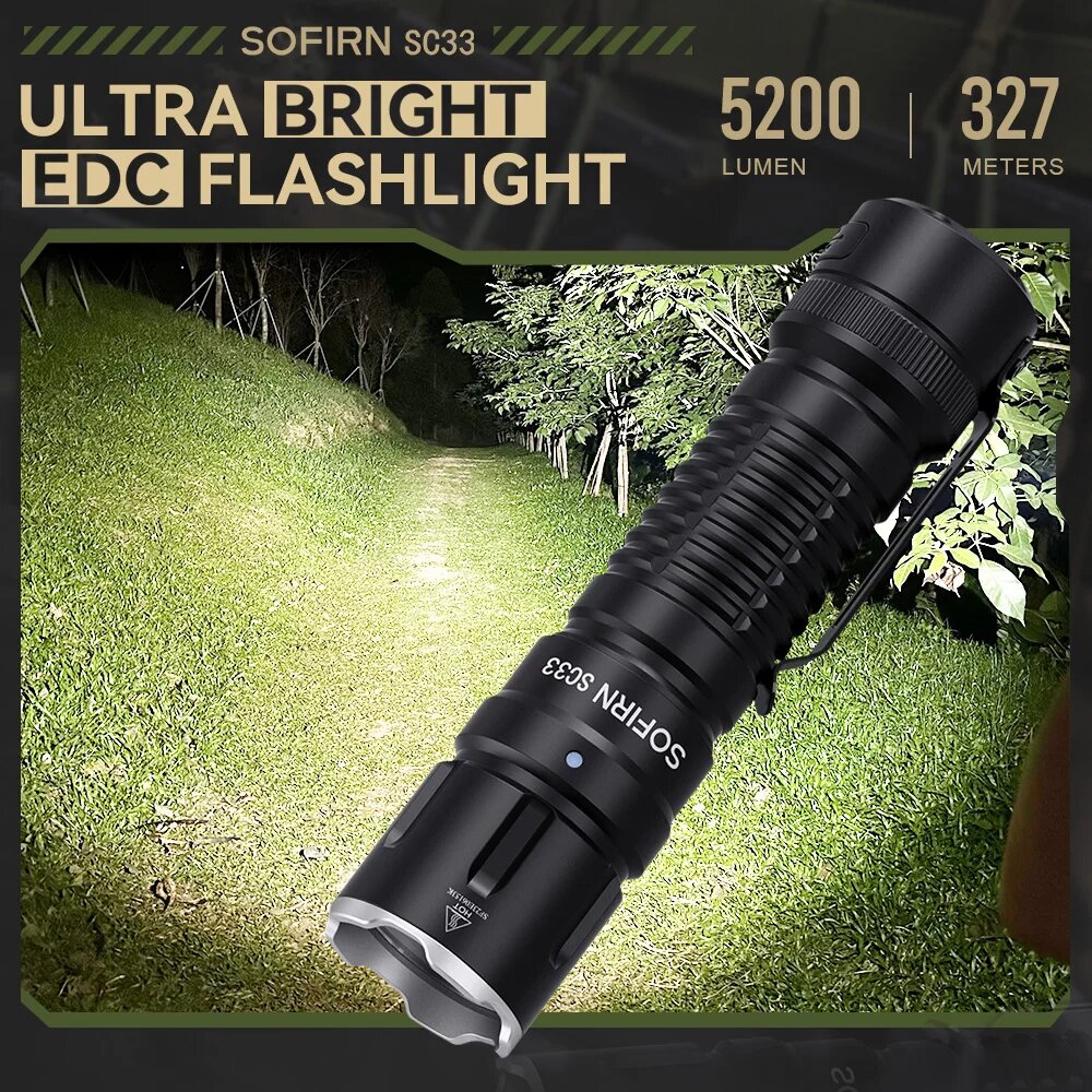 Sofirn SC33 тактический фонарик XHP70.3 5200лм 6000-6500K