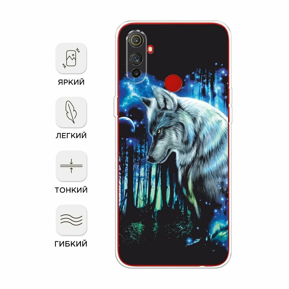 Силиконовый чехол на Realme C3 / Реалми C3 с принтом "Сказочный волк" — фото 1
