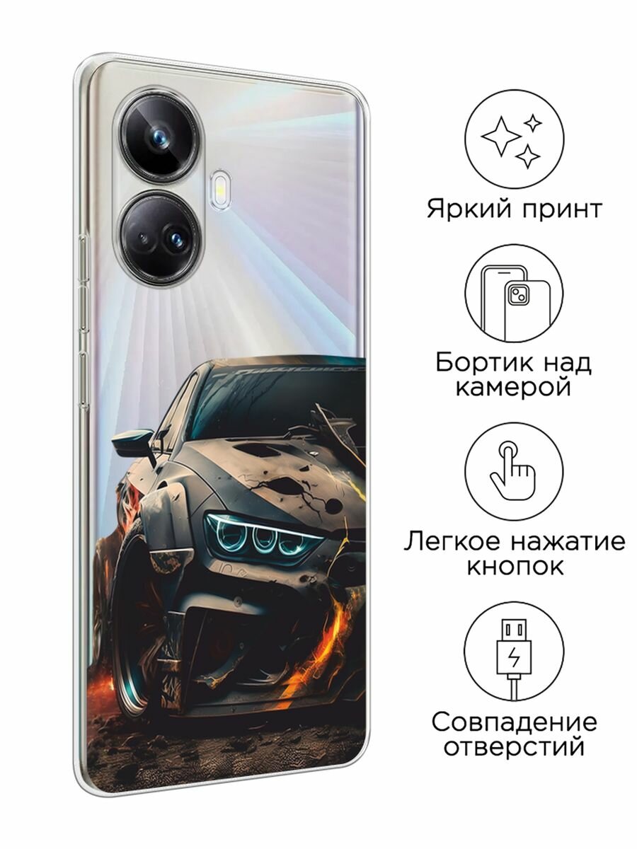 Чехол на Realme 10 Pro+ / Реалми 10 Про+ с принтом "На износ", прозрачный — фото 1