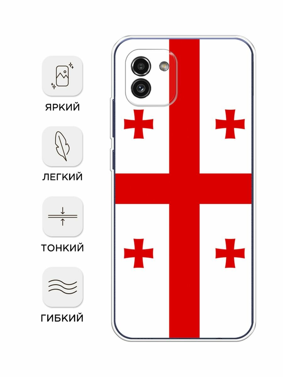 Чехол на Samsung Galaxy A03 / Самсунг Галакси А03 с принтом "Флаг Грузии" — фото 1