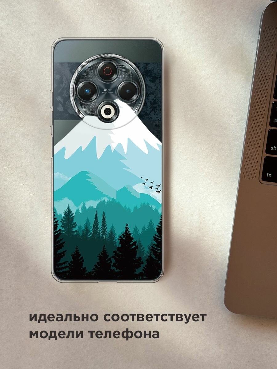 Чехол на Tecno Spark 30 / Текно Спарк 30 с принтом "Синяя снежная гора", прозрачный — фото 1