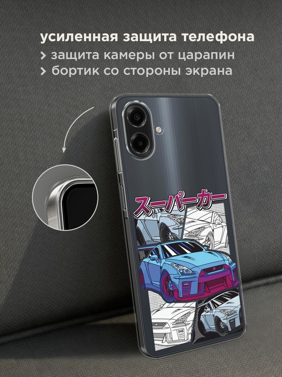 Чехол на Samsung Galaxy A07 / Самсунг А07 с принтом "JDM коллаж", прозрачный — фото 1