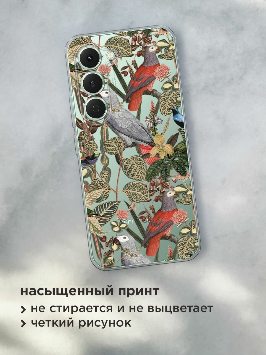 Чехол на Tecno Spark 40 Pro / Текно Спарк 40 Про с принтом "Tropical pattern", прозрачный — фото 1