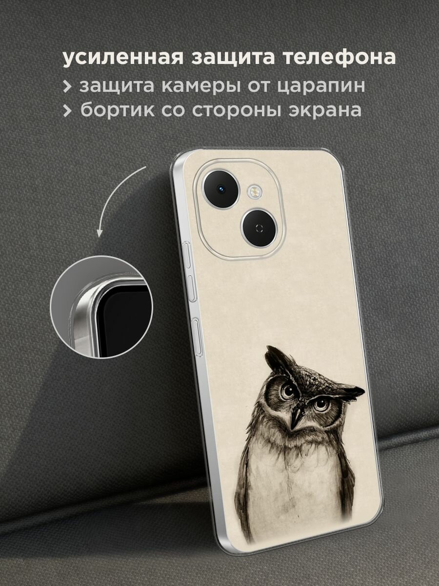 Силиконовый чехол на Tecno Spark 40C / Текно Спарк 40C с принтом "Сова" — фото 1