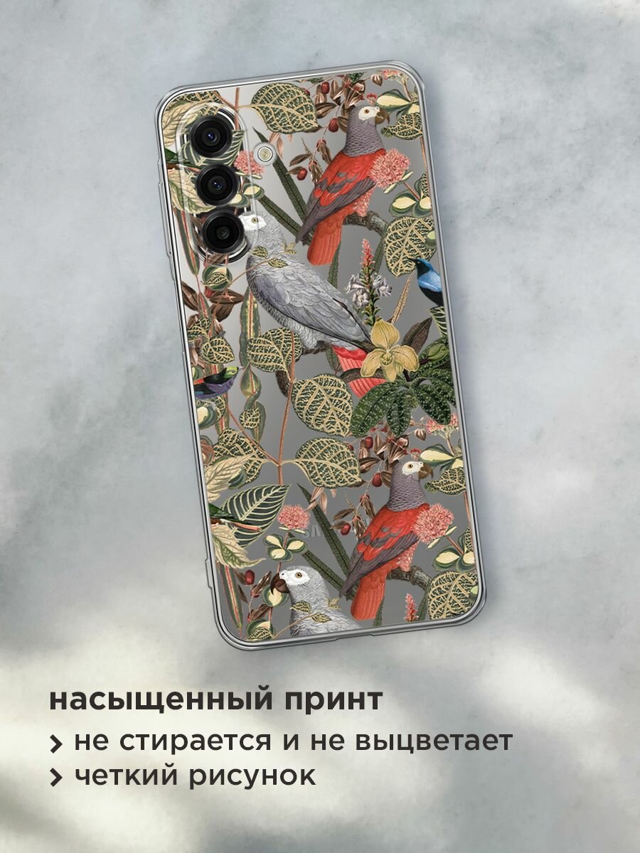 Чехол на Samsung Galaxy A17 / Самсунг А17 с принтом "Tropical pattern", прозрачный — фото 1