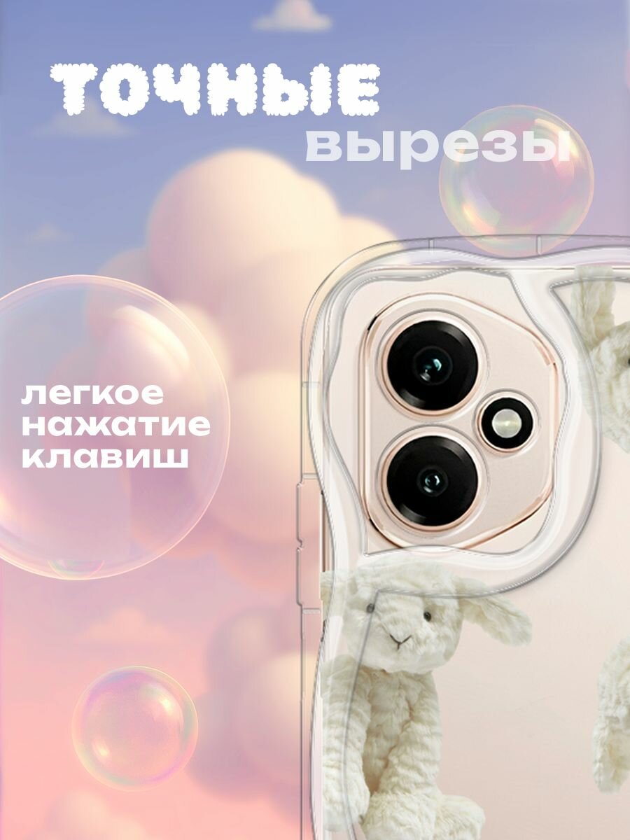 Чехол на Honor 400 / Хонор 400 с принтом "Плюшевые овечки", прозрачный — фото 1