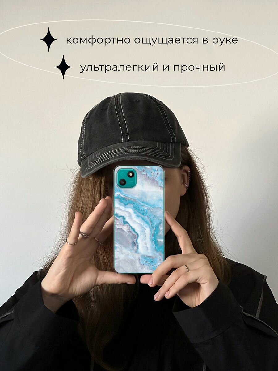Чехол на Wiko T10 / Вико Т10 с принтом "Нежно-голубой мрамор" — фото 1