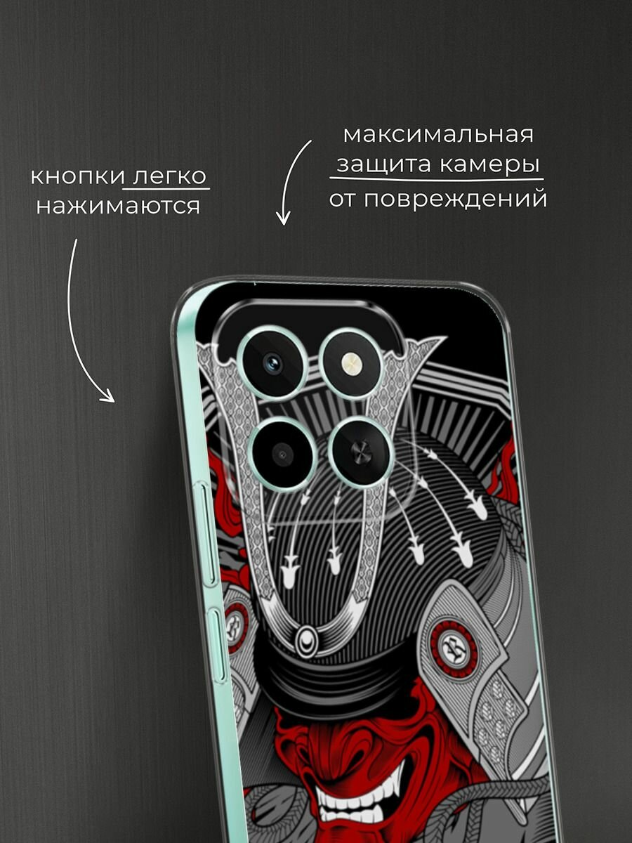 Чехол на Honor X6c / Хонор X6c с принтом "Красная маска самурая" — фото 1