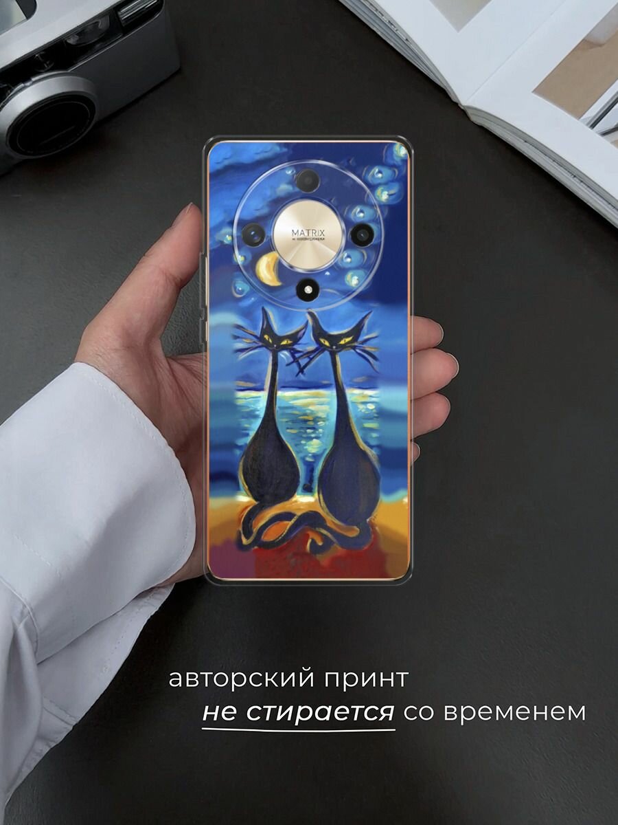 Чехол на Honor X9b / Хонор X9B с принтом "Влюбленные котики 7" — фото 1