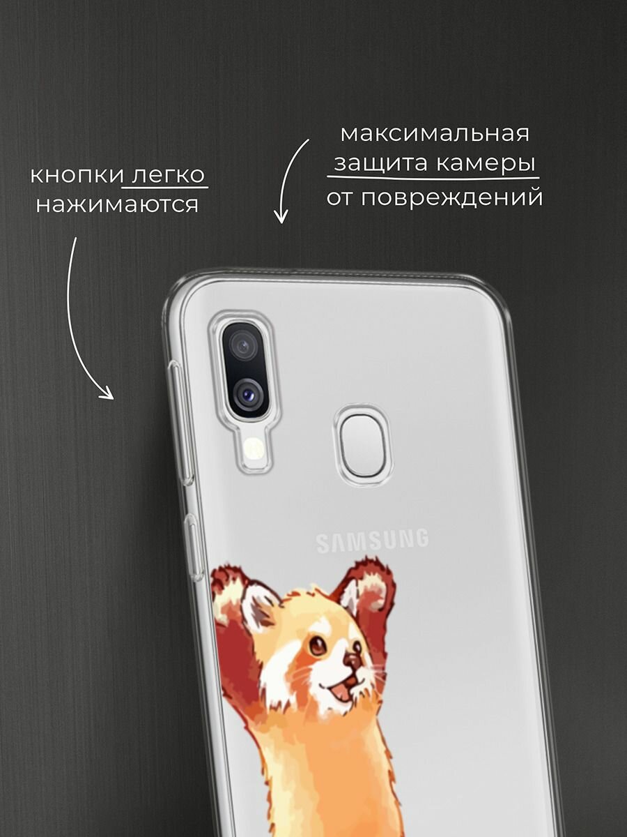 Чехол на Samsung Galaxy A40 / Самсунг Галакси А40 с принтом "Красная панда в полный рост", прозрачный — фото 1