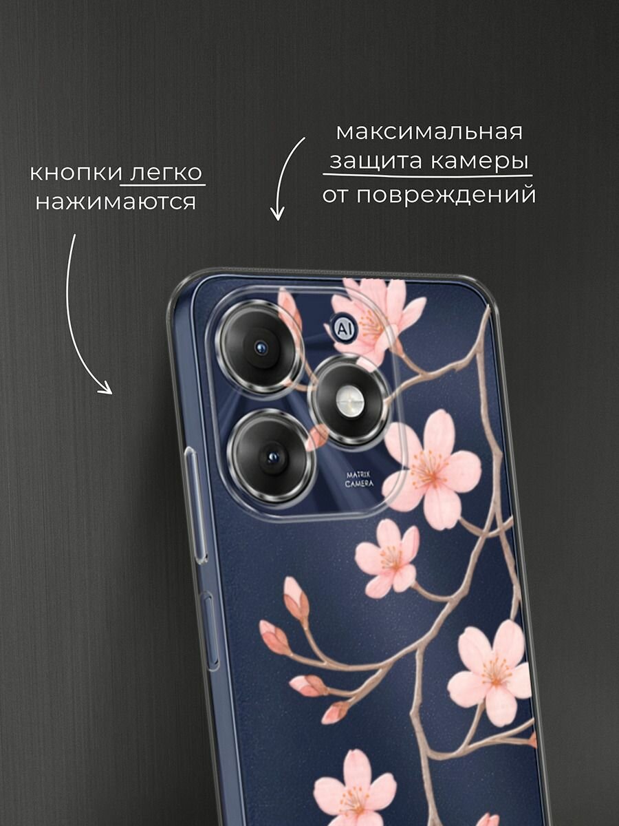 Чехол на Itel A70 / Ител А70 с принтом "Веточка распускающейся сакуры 2" — фото 1