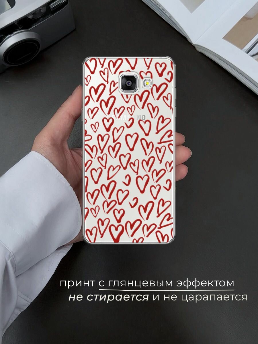 Чехол на Samsung Galaxy A5 2016 / Самсунг Галакси А5 2016 с принтом "Легкие бордовые сердечки" — фото 1