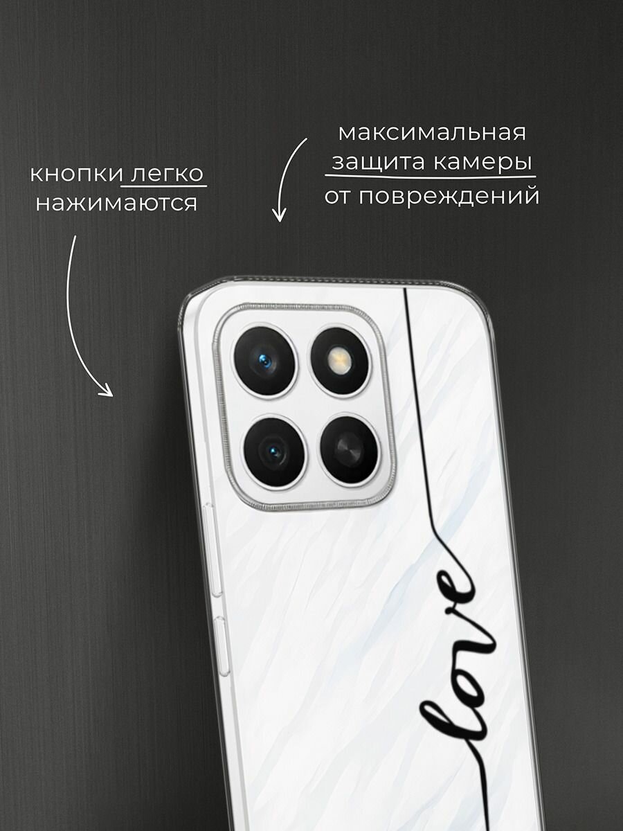 Чехол на Honor X8c / Хонор X8c с принтом "Красивая любовь надпись", прозрачный — фото 1