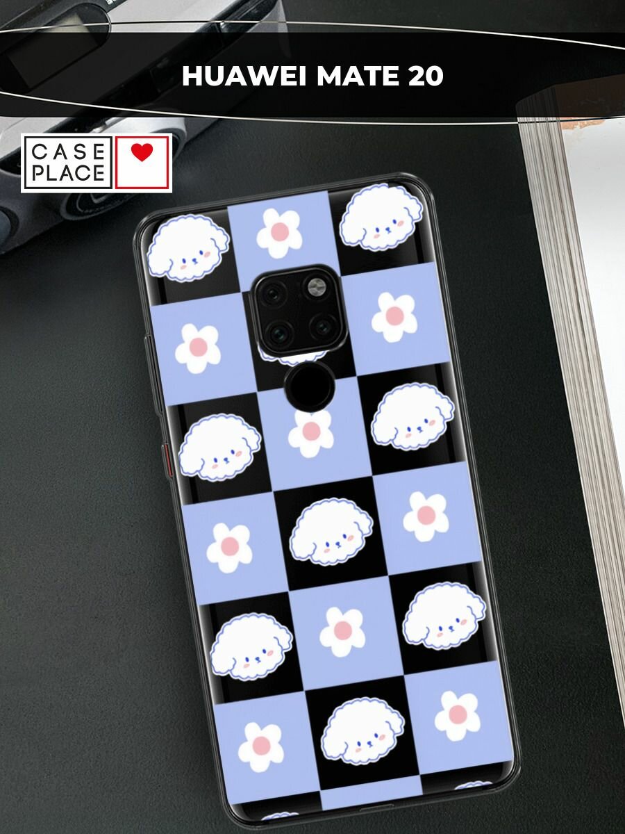 Чехол на Huawei Mate 20 / Хуавей Мате 20 с принтом "Кудрявые шахматы", прозрачный