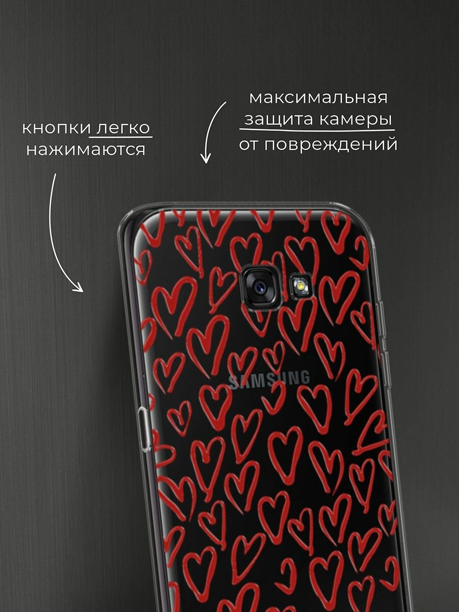 Чехол на Samsung Galaxy A7 2017 / Самсунг Галакси А7 2017 с принтом "Легкие бордовые сердечки" — фото 1
