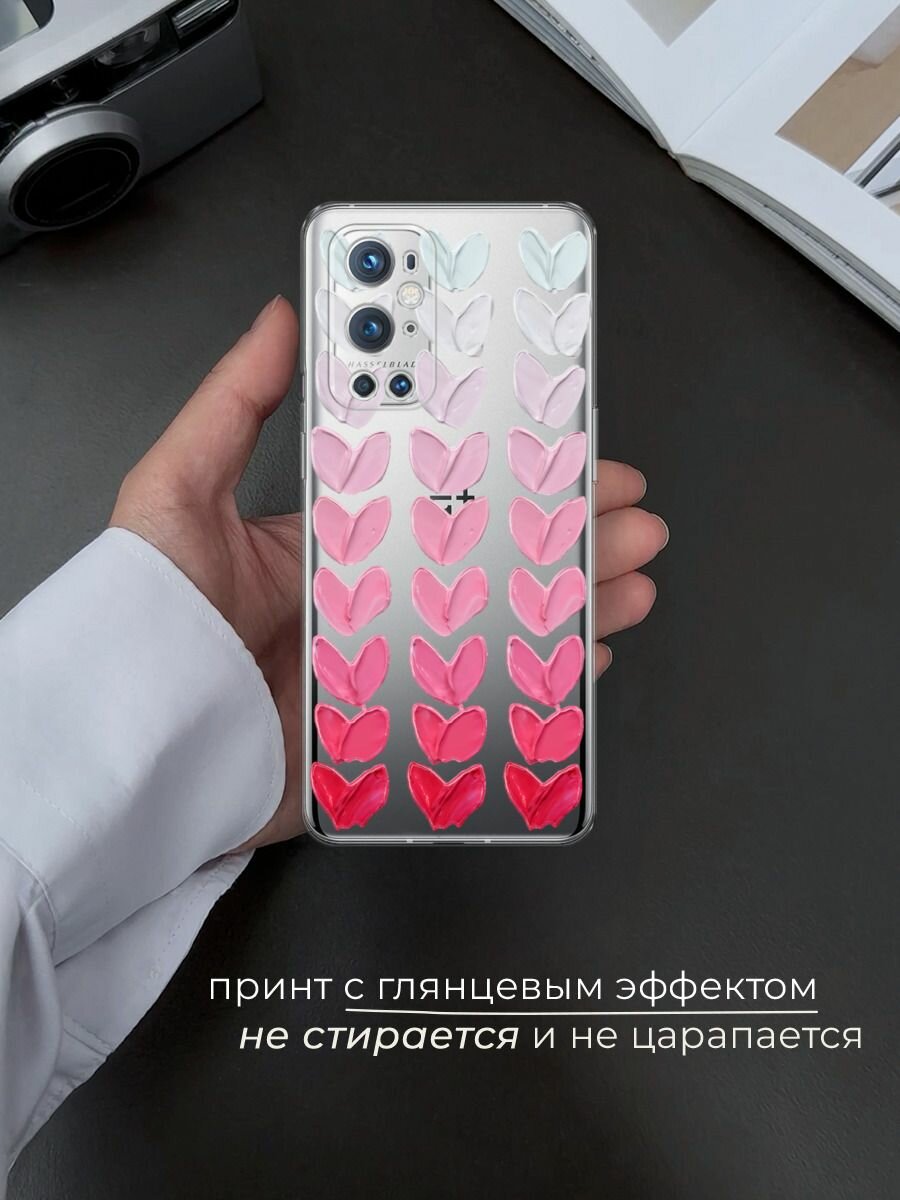 Чехол на OnePlus 9 Pro / ВанПлас 9 Про с принтом "Градиент из сердечек" — фото 1
