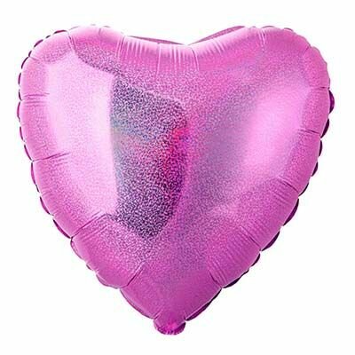 Воздушный шар GRABO "Блеск Сердце", без рисунка, Fuchsia, 18 дюймов