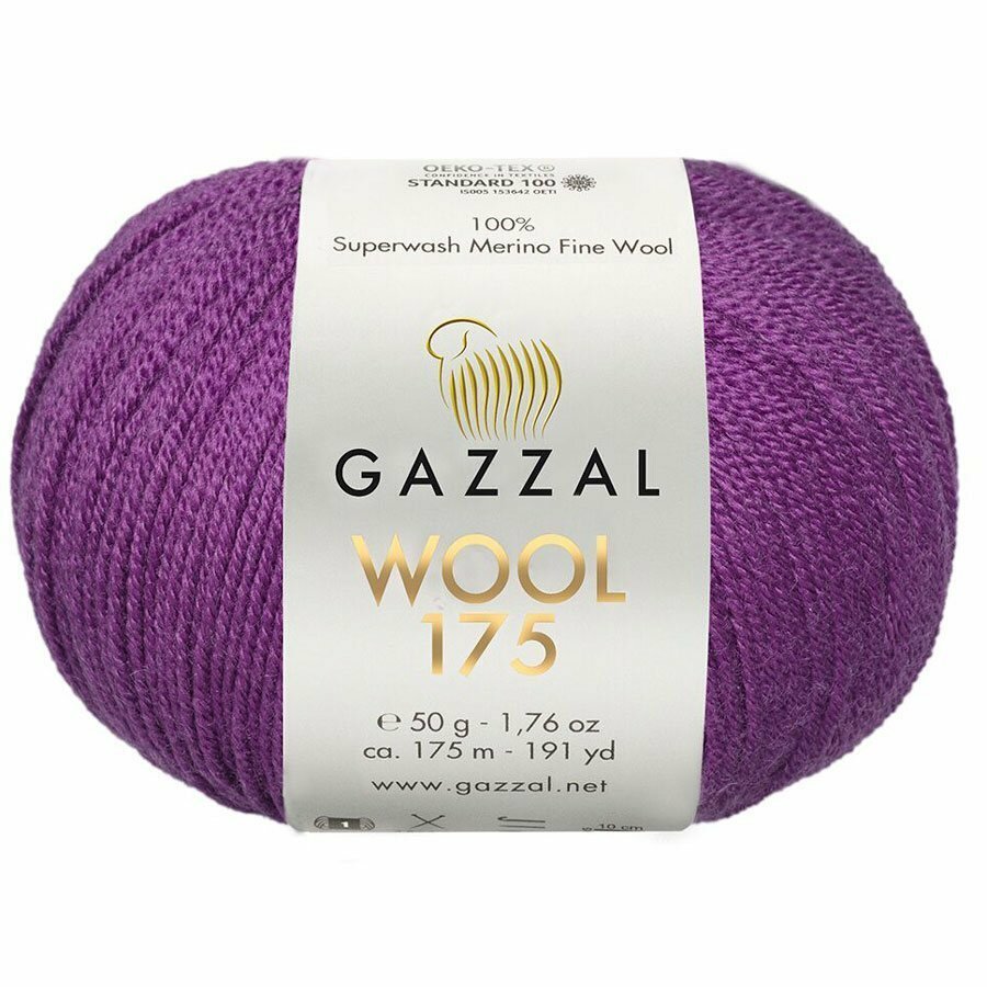 Пряжа Gazzal WOOL 175 334 лиловый (5 мотков)