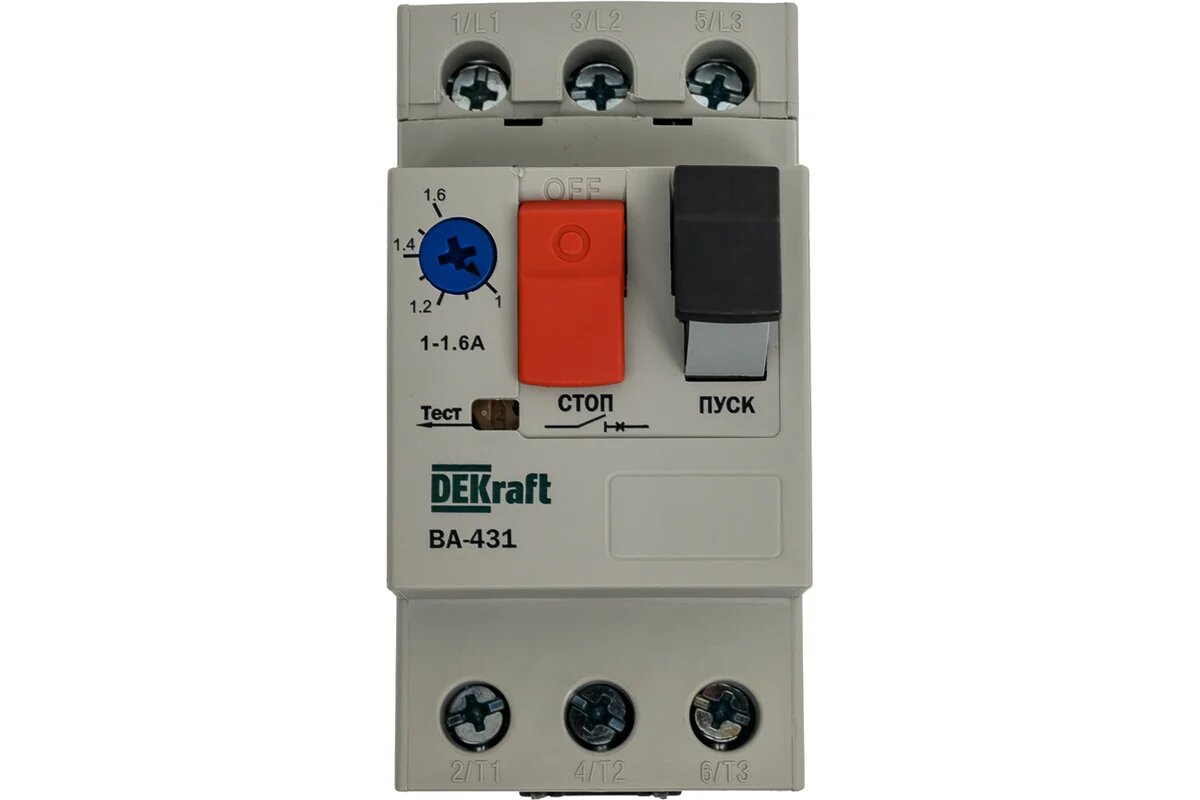 Dekraft Автоматический выключатель защиты двигателя ВА431-1A-1.6A 21225DEK для двигателей