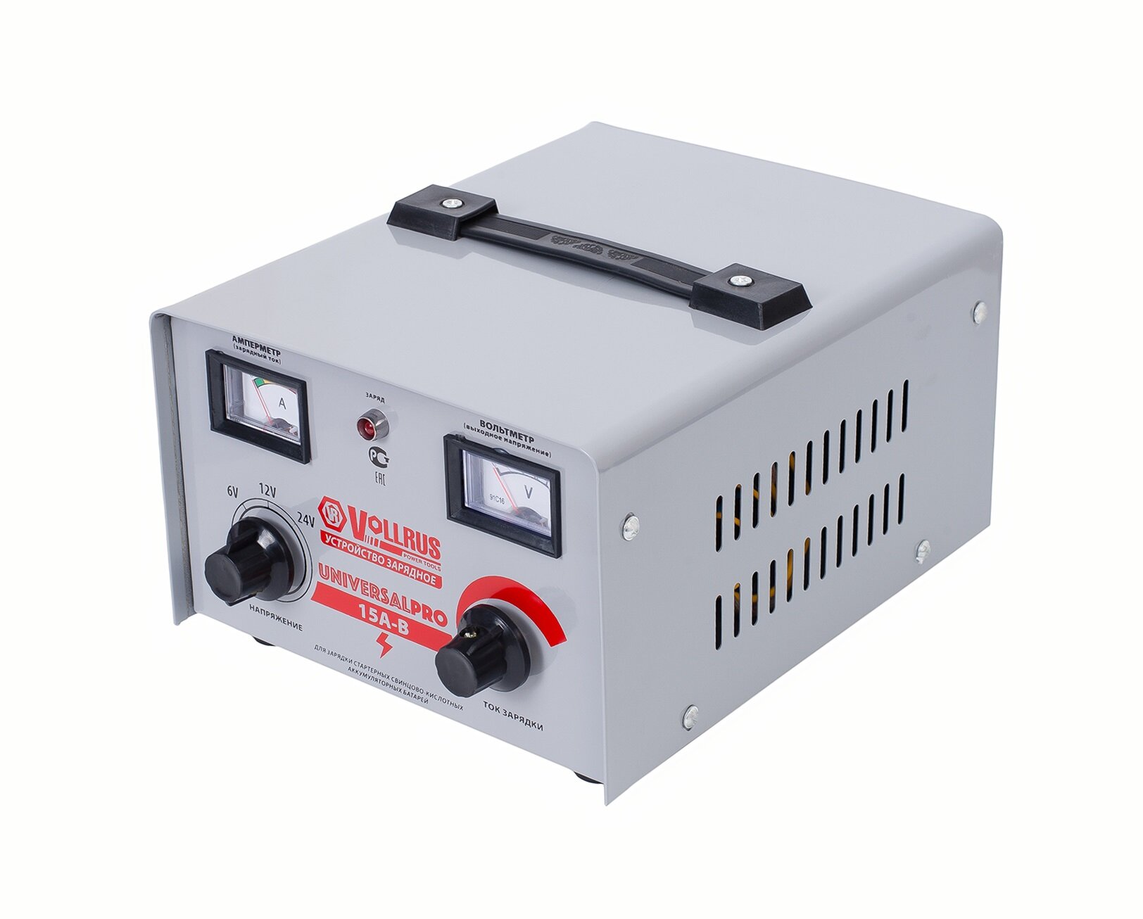 Зарядное устройство VOLLRUS 15A-B (6/12/24В, макс ток зар. 15А, АКБ 10-60А/Ч)