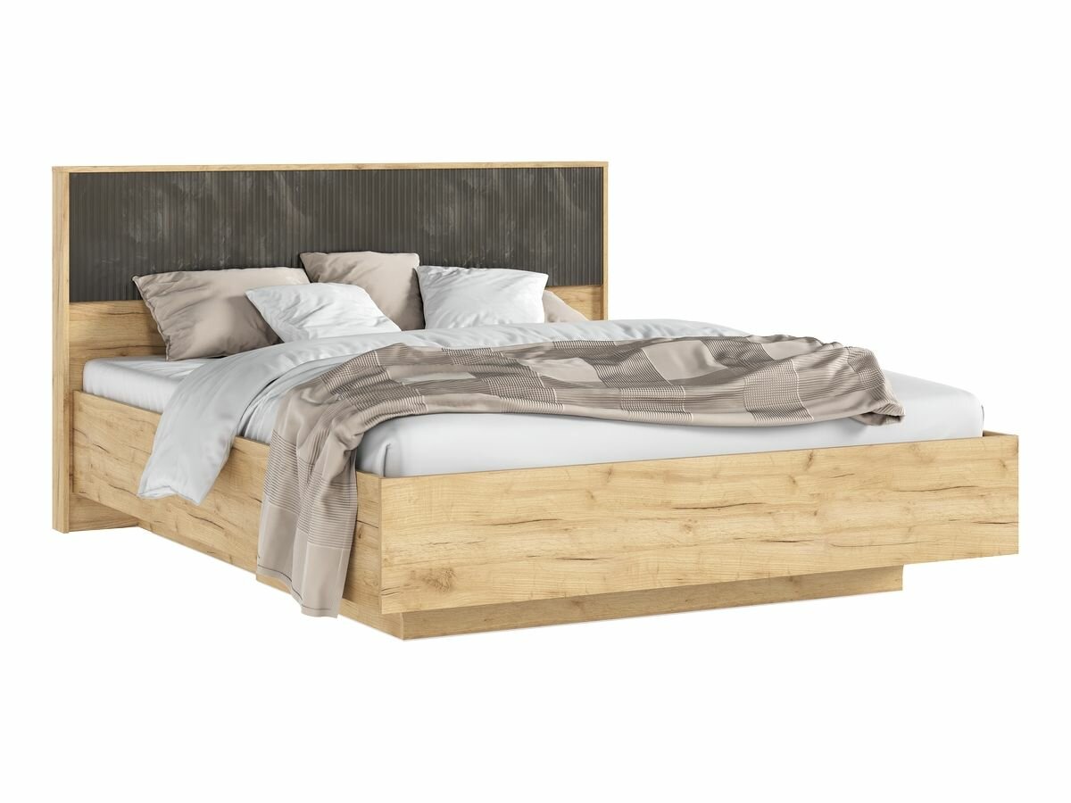 Кровать двухспальная 160х200 парящая с подъемным механизмом Мальта грей/Дуб крафт