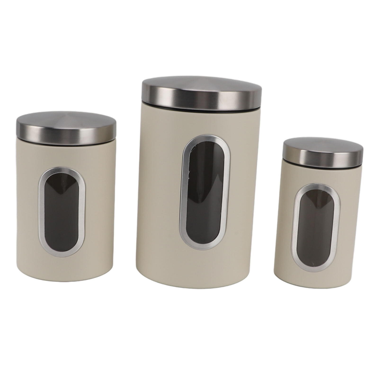 3 шт, набор кухонных канистр, кухонные банки с прозрачным окошком, герметичный контейнер для кофе, органайзер для чая, канистра для сахара, декор для домашнего бара, бежевый