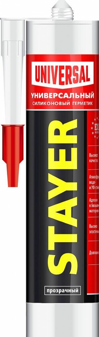 Герметик STAYER MASTER силиконовый, прозрачный, универсальный, 260 мл