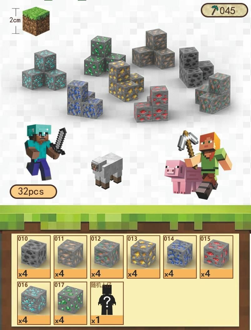 Магнитный Конструктор Майнкрафт набор детали фигурок Игрушка Minecraft My World , minecraft Комплект из магнитных блоков