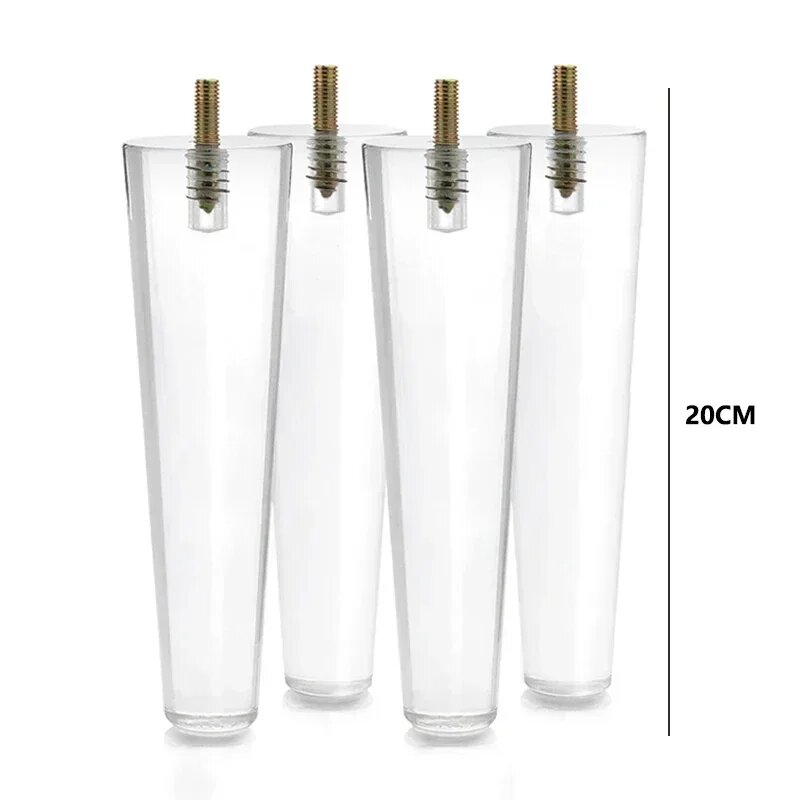 4 шт, акриловые ножки для мебели, прозрачные сменные ножки для дивана, фурнитура, 4pcs-20cm