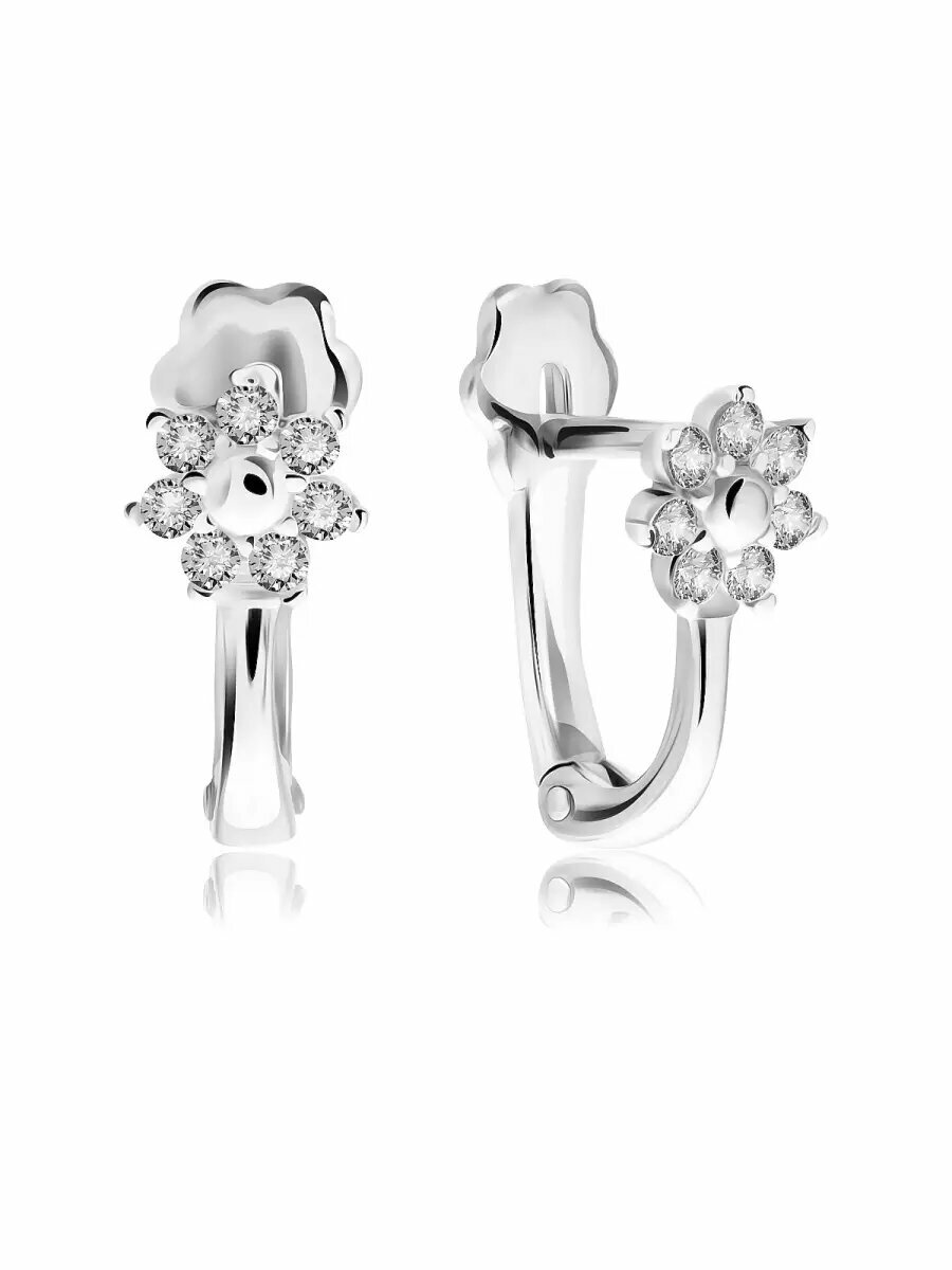 Серьги, серебро, 925 проба, родирование, фианит